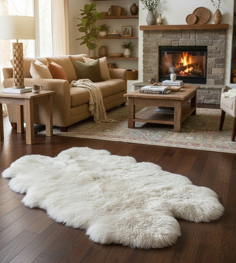 Quad Linen Sheepskin Rug | 4-Pelt Decor Lambskin | SheepskinShop.ca